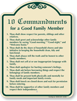 Commandments For Good Family Member Sign, SKU: K2-0549
